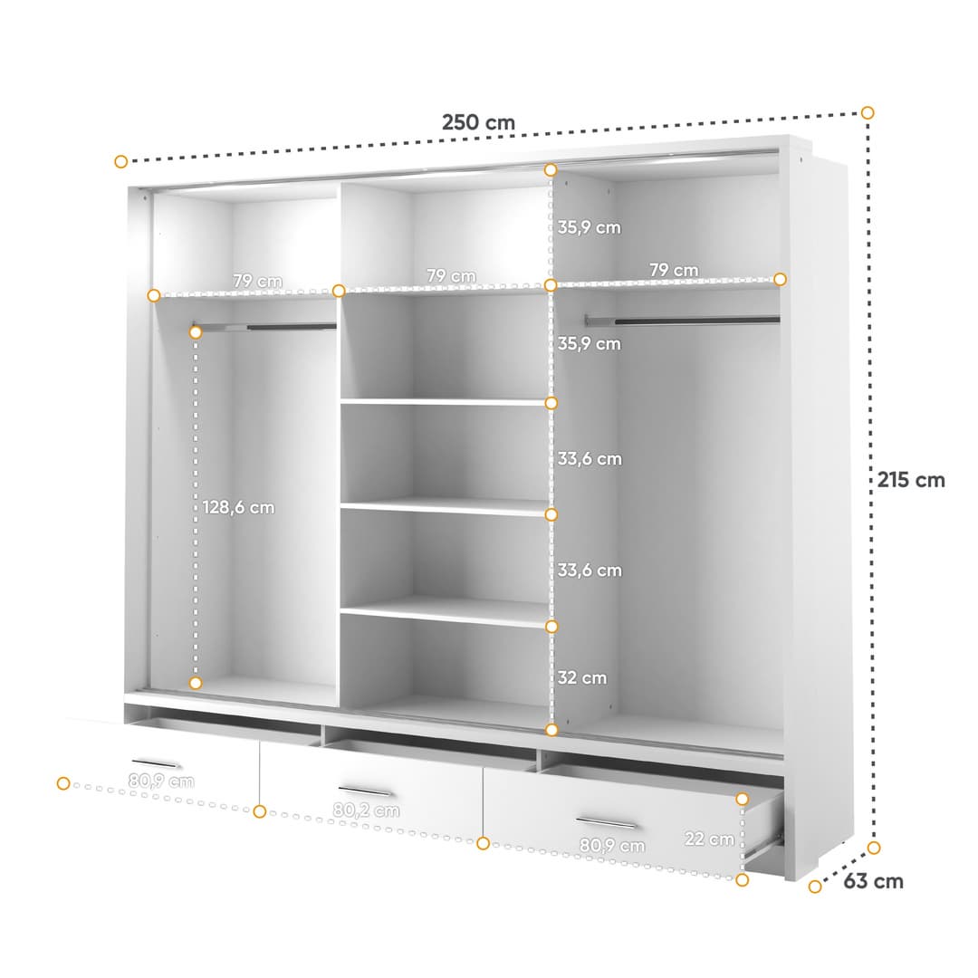 Arti 23 3 Sliding Door Wardrobe 250cm