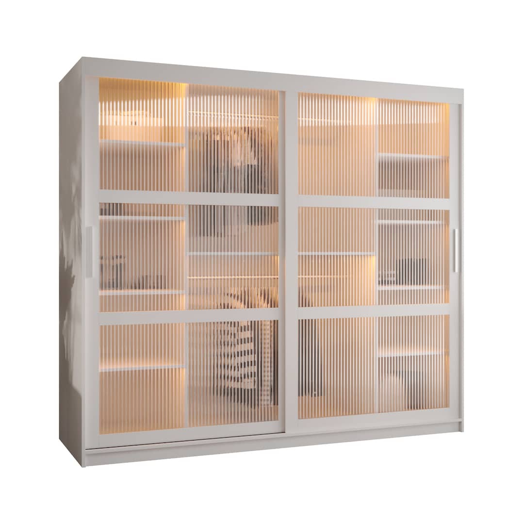 Flutes I Sliding Door Wardrobe 200cm – Arthauss Furniture