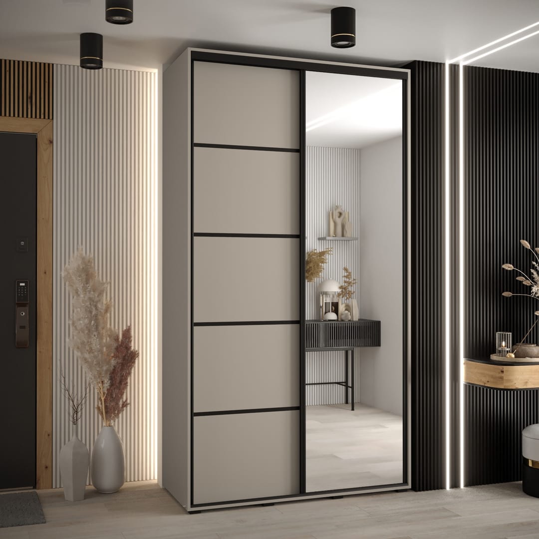 Dakota V Sliding Door Wardrobe 130cm – Arthauss Furniture