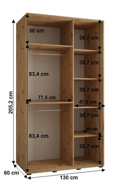 Cannes V Sliding Door Wardrobe 130cm – Arthauss Furniture