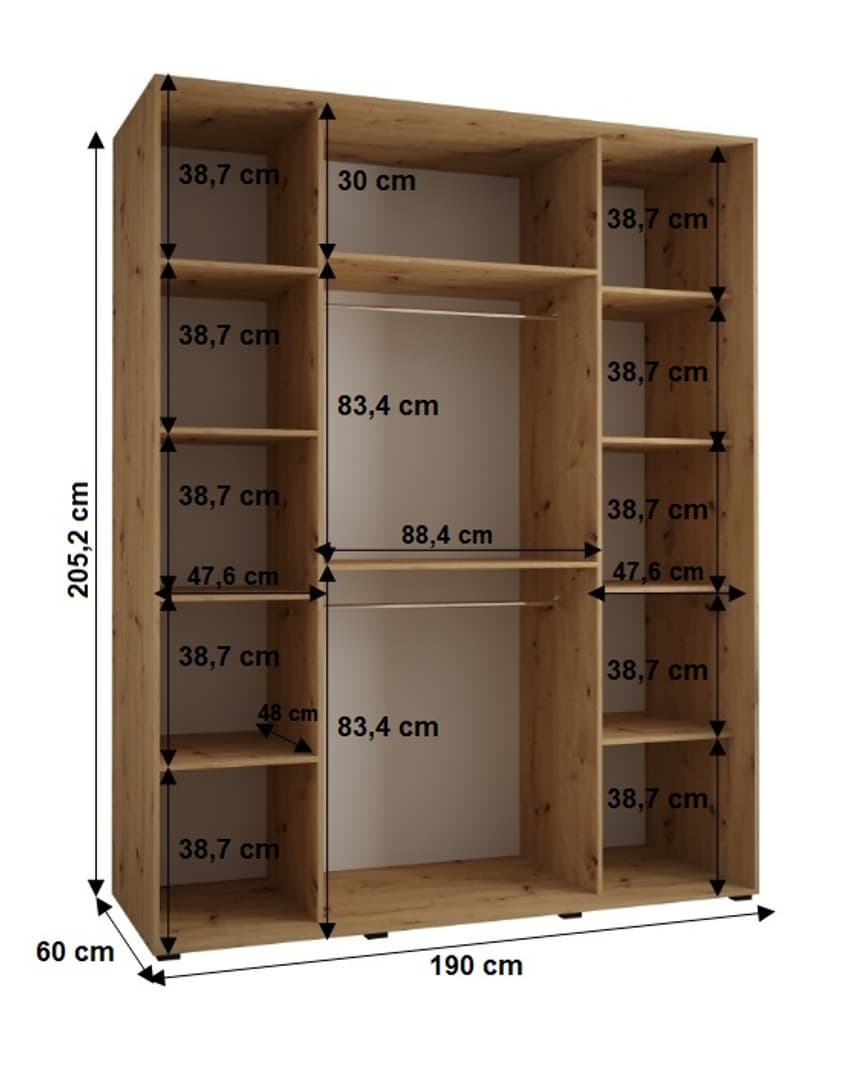 Cannes VI Sliding Door Wardrobe 190cm – Arthauss Furniture