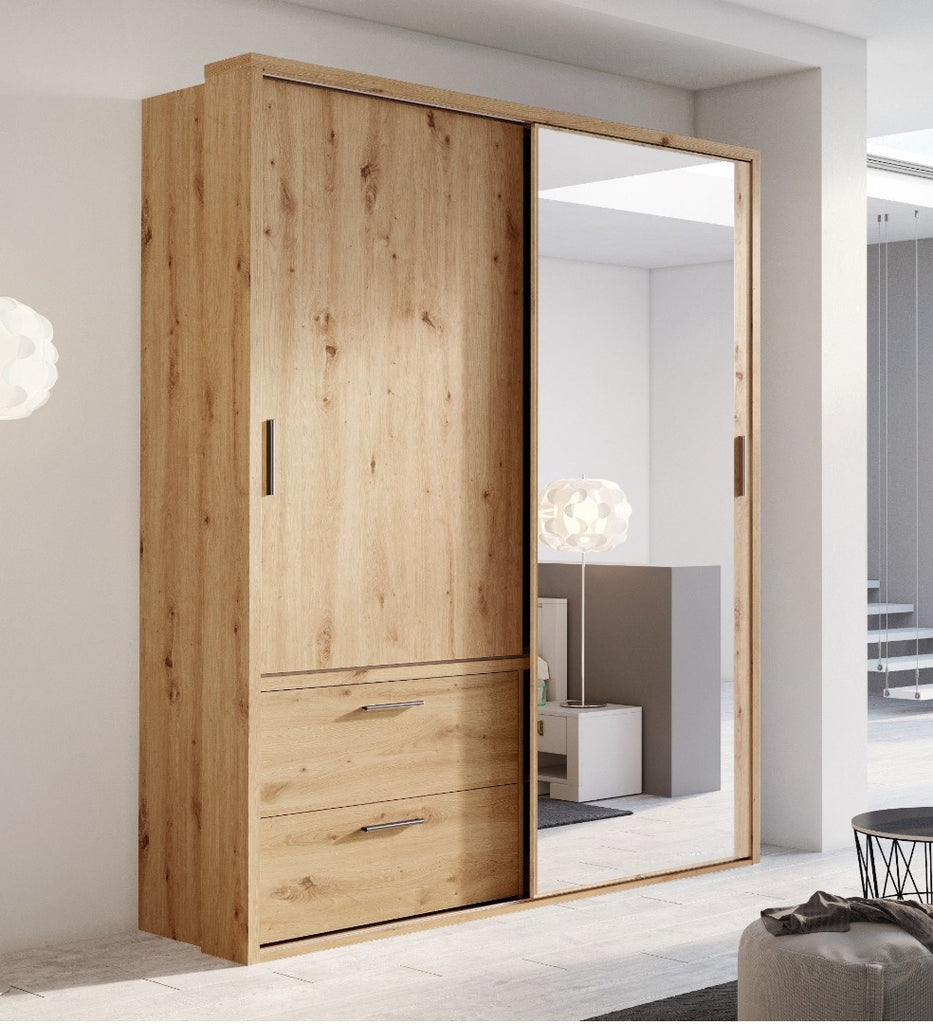 Arti 22 2 Sliding Door Wardrobe with Drawers 180cm Arthauss Furniture